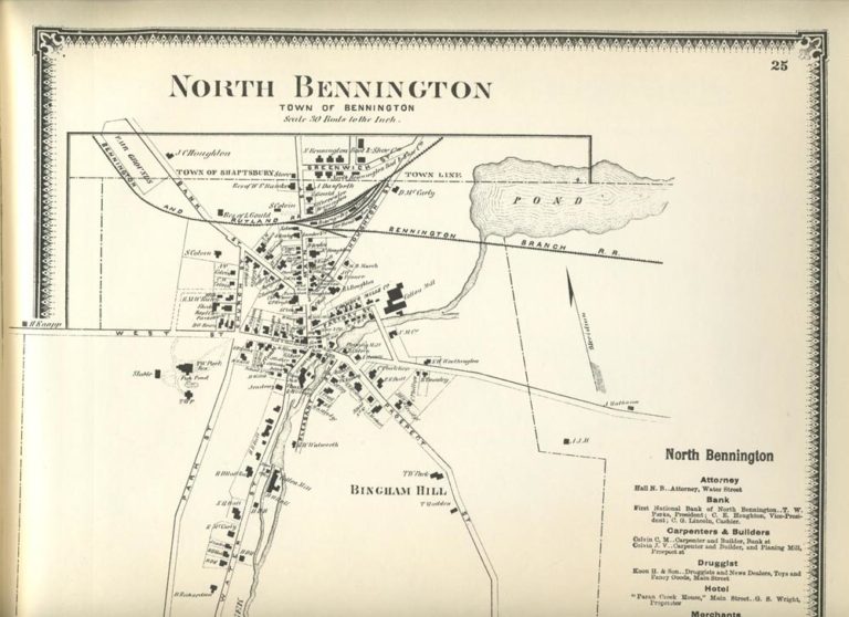 1869 north bennington map - Explore our village